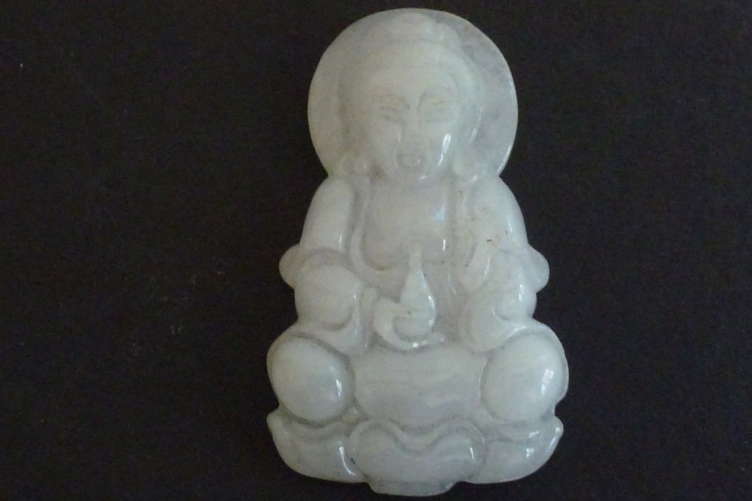 White Jade Buddha Pendant - Etsy