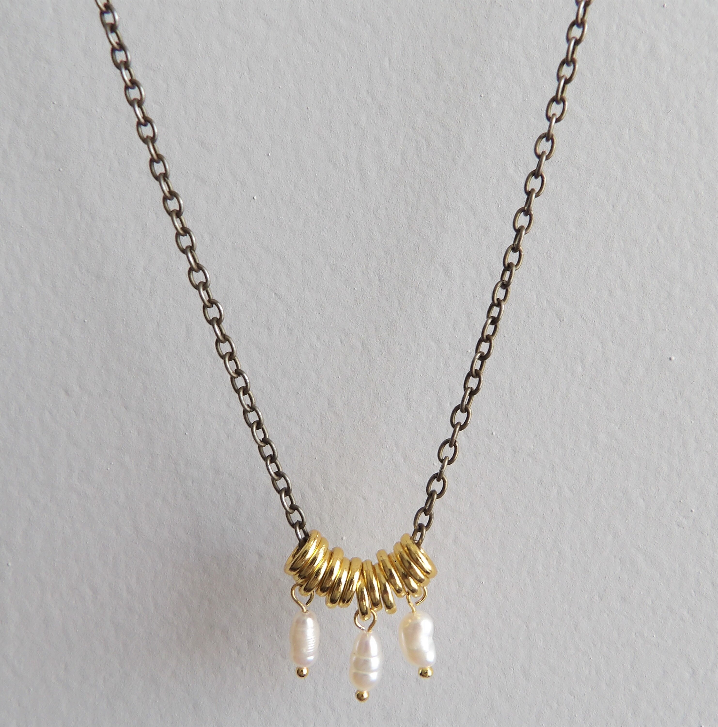 Rice Pearl Necklace Rustic Pearl Necklace White Pearl Necklace Boho ...