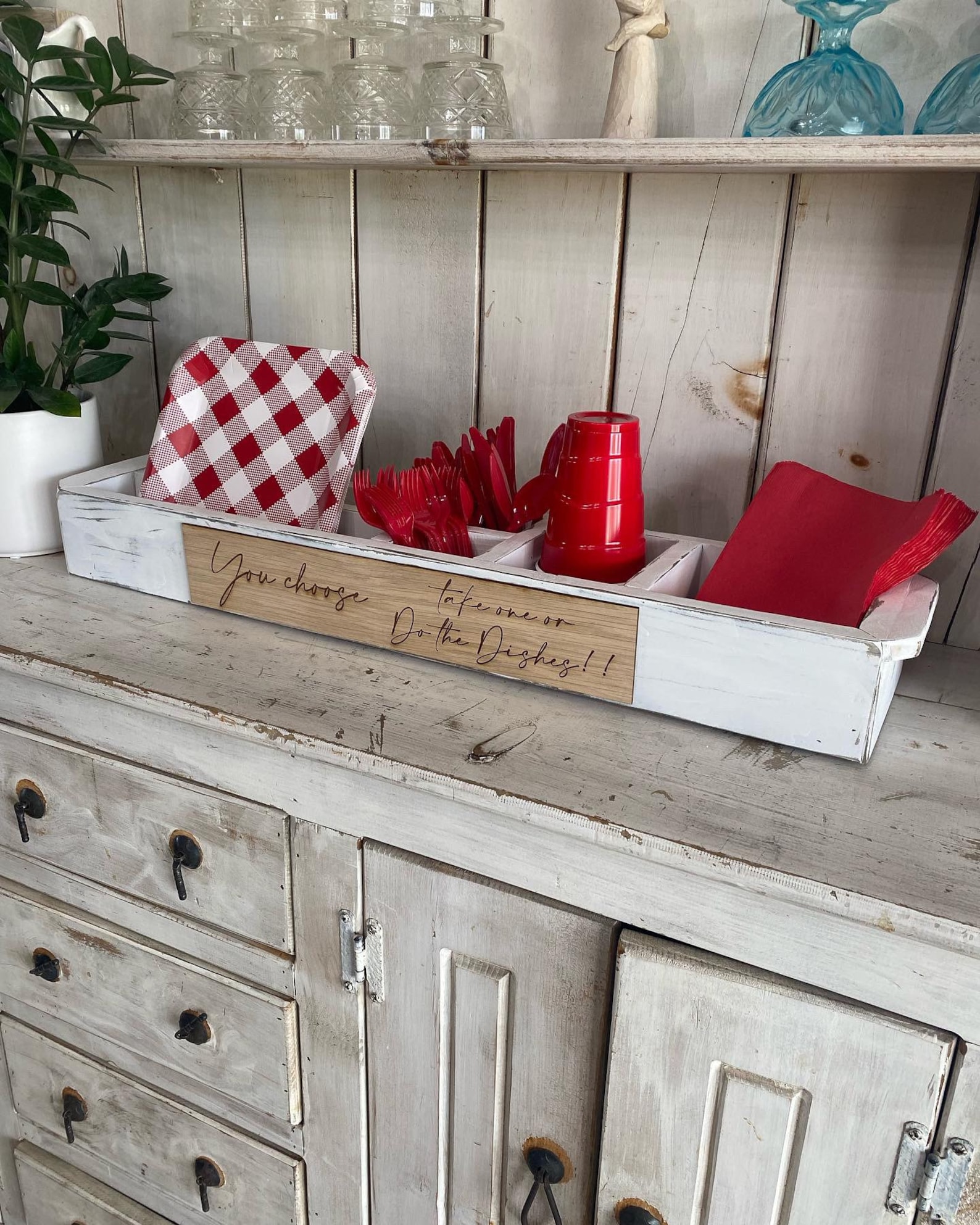 Kitchen Caddy, Party Utensil Caddy, Plate, Solo Cup and Utensil Holder ...