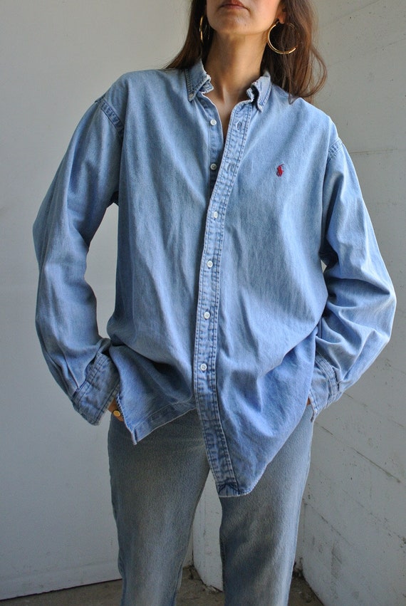1990s Vintage Polo Ralph Lauren denim button up shirt - Gem