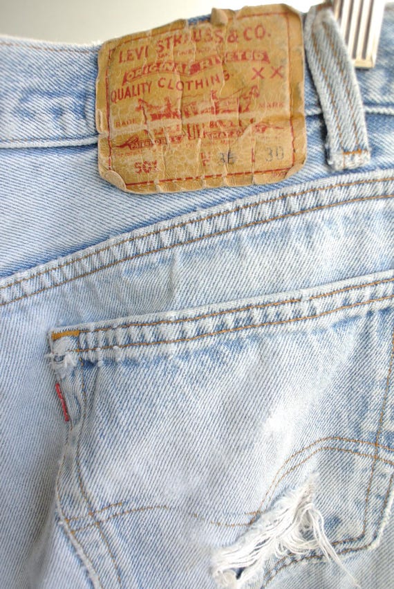 1980s Vintage Custom Patched Levi's 501 Made in USA J… - Gem