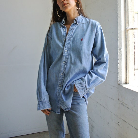 1990s Vintage Polo Ralph Lauren denim button up shirt - Gem