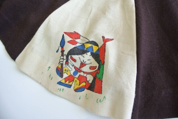 Vintage 1970s hand drawing painted mini skirt W23-24 - Gem