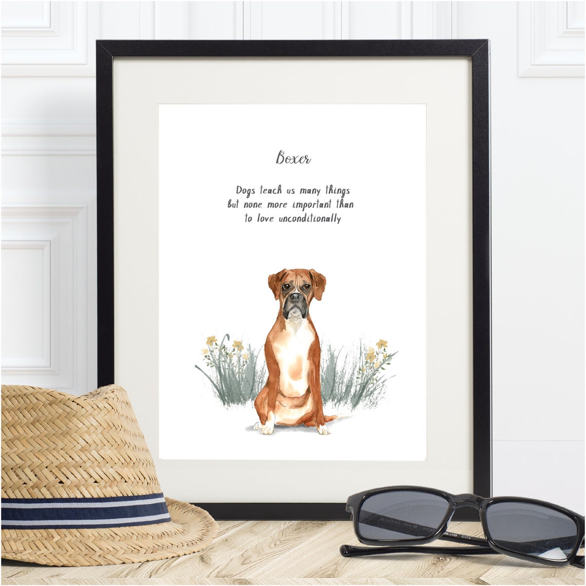 Boxer print Unconditional Love quote Unframed high quality | Etsy