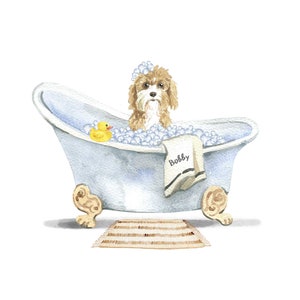Personalised Cavapoo in Bubble Bath, Apricot, Black or Blond Dog ...