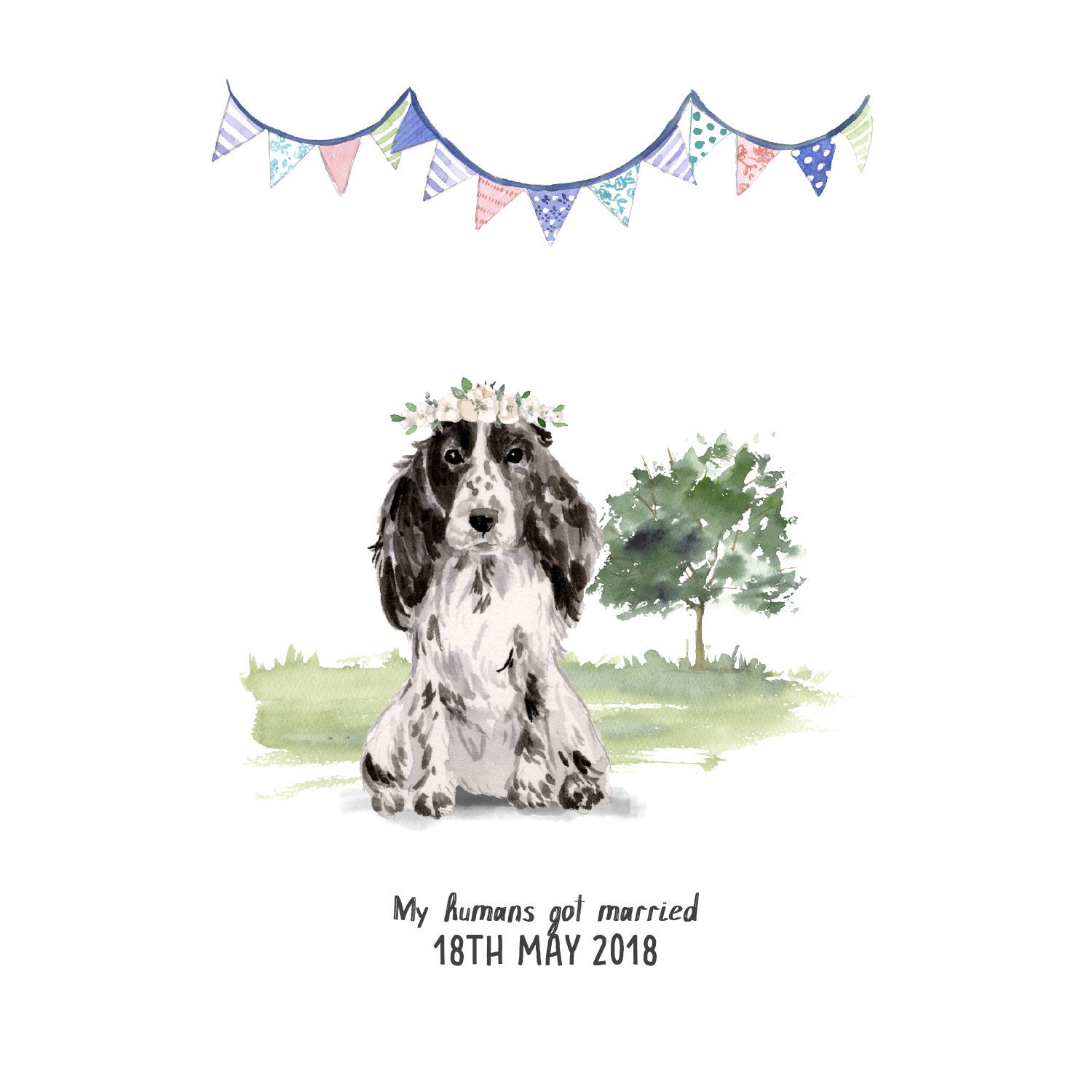 Personalised cocker spaniel wedding print My humans got | Etsy