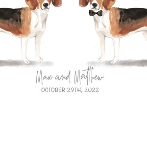 Personalised Beagle Couple Wedding Print, Engagement Gift, Anniversary ...