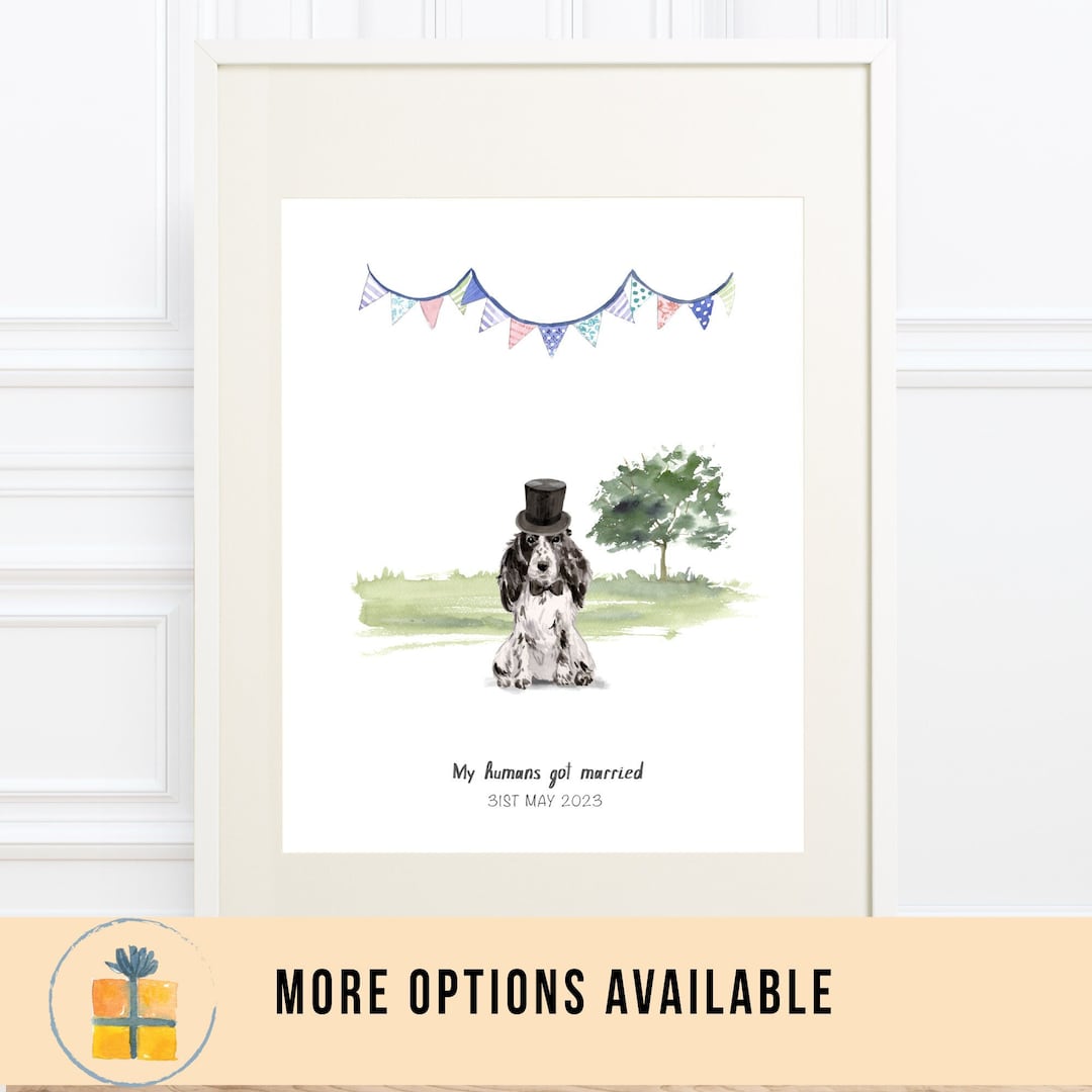 Personalised Cocker Spaniel Wedding Print: Unique Couple Gift (A4 ...