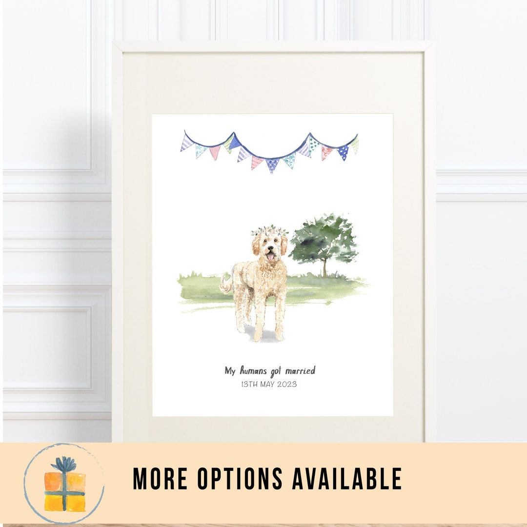 Personalised Labradoodle Wedding Print, Golden, Black or Brown ...