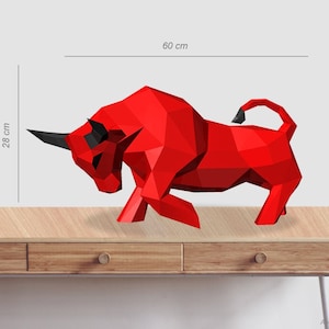 DIY Bull Sculpture,lowpoly Bull,angry Bull,papercraft Bull Model ...
