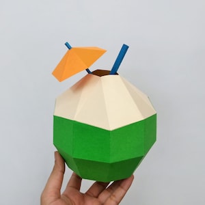 DIY Papercraft Coconut,tropical Party Favor,tropical Party Decor,3d ...