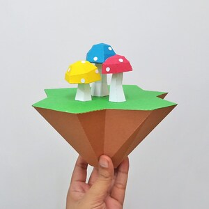 DIY Papercraft Mushroom Island,3d Papercraft Mushrooms,mushroom Svg ...