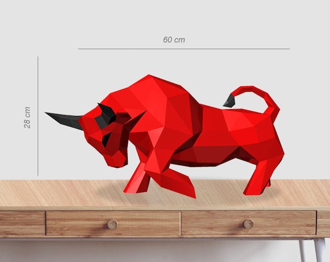 Toro de papel, SVG, PDF. Modelo de toro enojado de papel, plantilla de ...