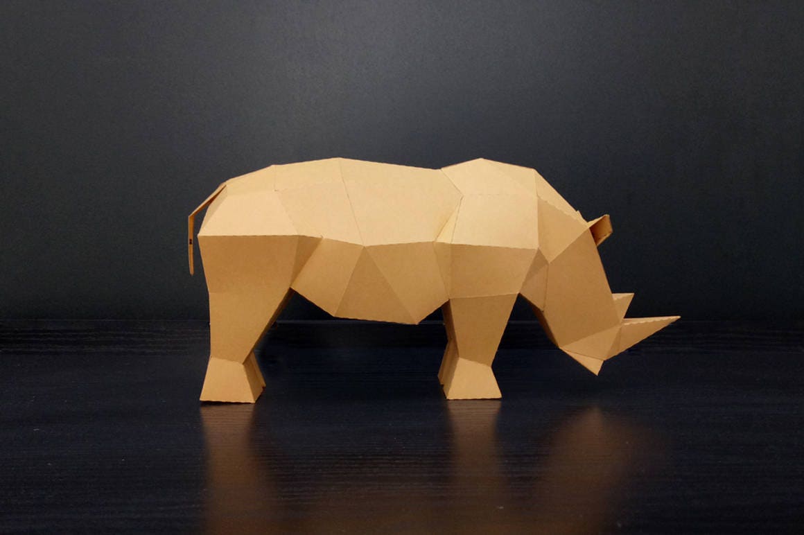 DIY Papercraft Rhino Sculpture3d Papercraftpapercraft - Etsy