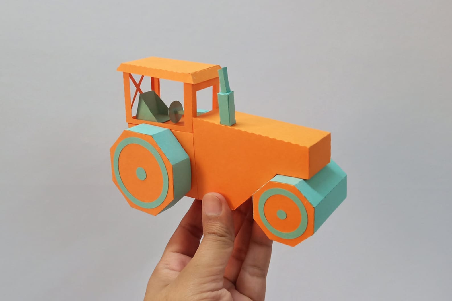 DIY Papercraft Road Roller, Low Poly 3D Model (pdf, Svg, Dxf, Eps, Png ...