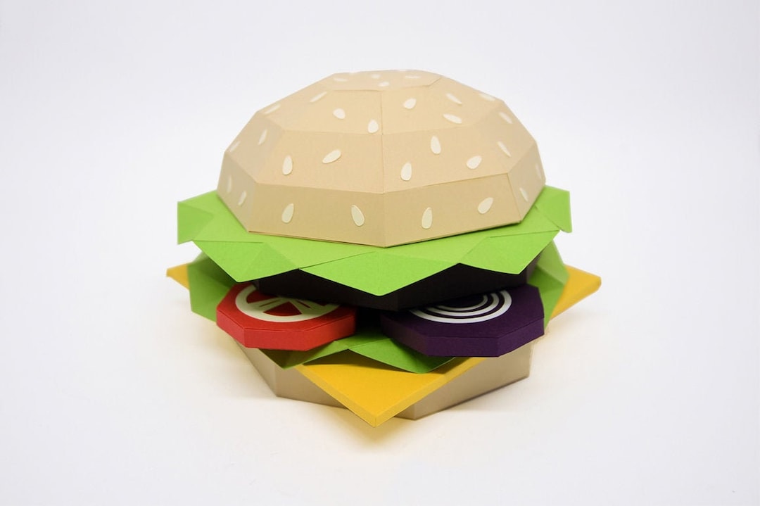 DIY Papercraft Hamburger,3d Papercraft,lowpoly Hamburger, Papercraft ...