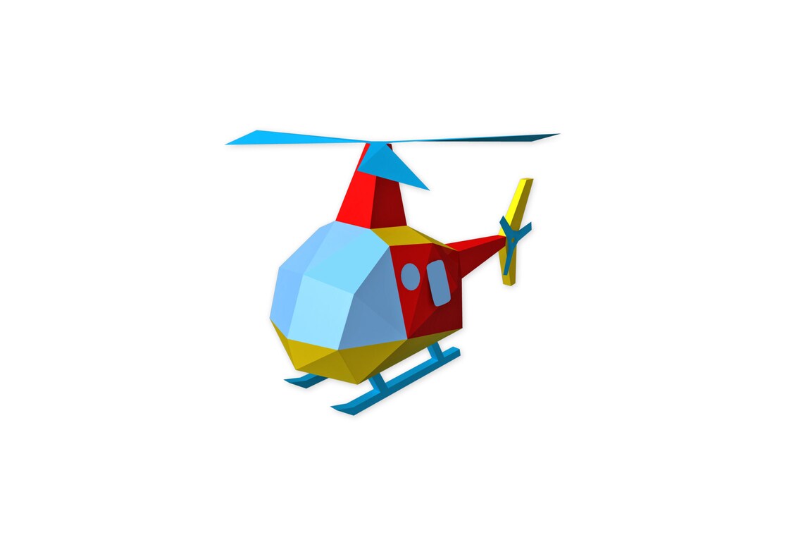 DIY Papercraft Helicopter Modellowpoly Papercraftpapercraft | Etsy