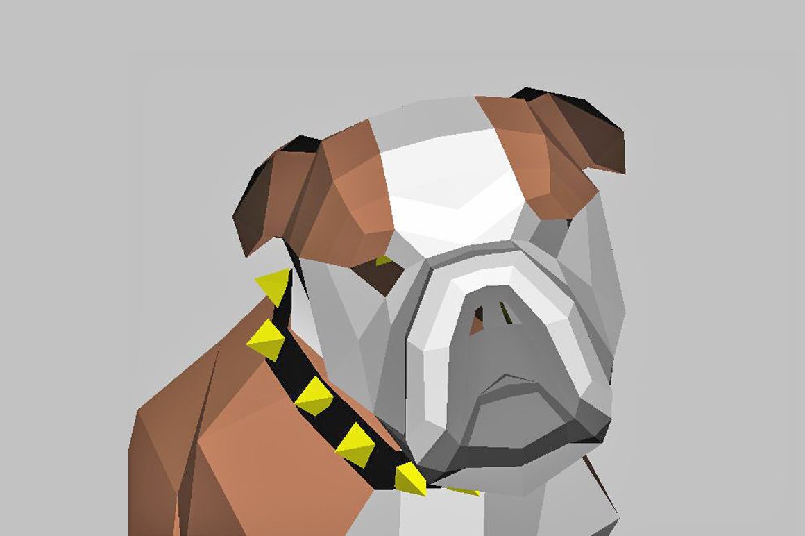 DIY Bulldog Papercraftenglish Bulldog Sculpturelowpoly - Etsy