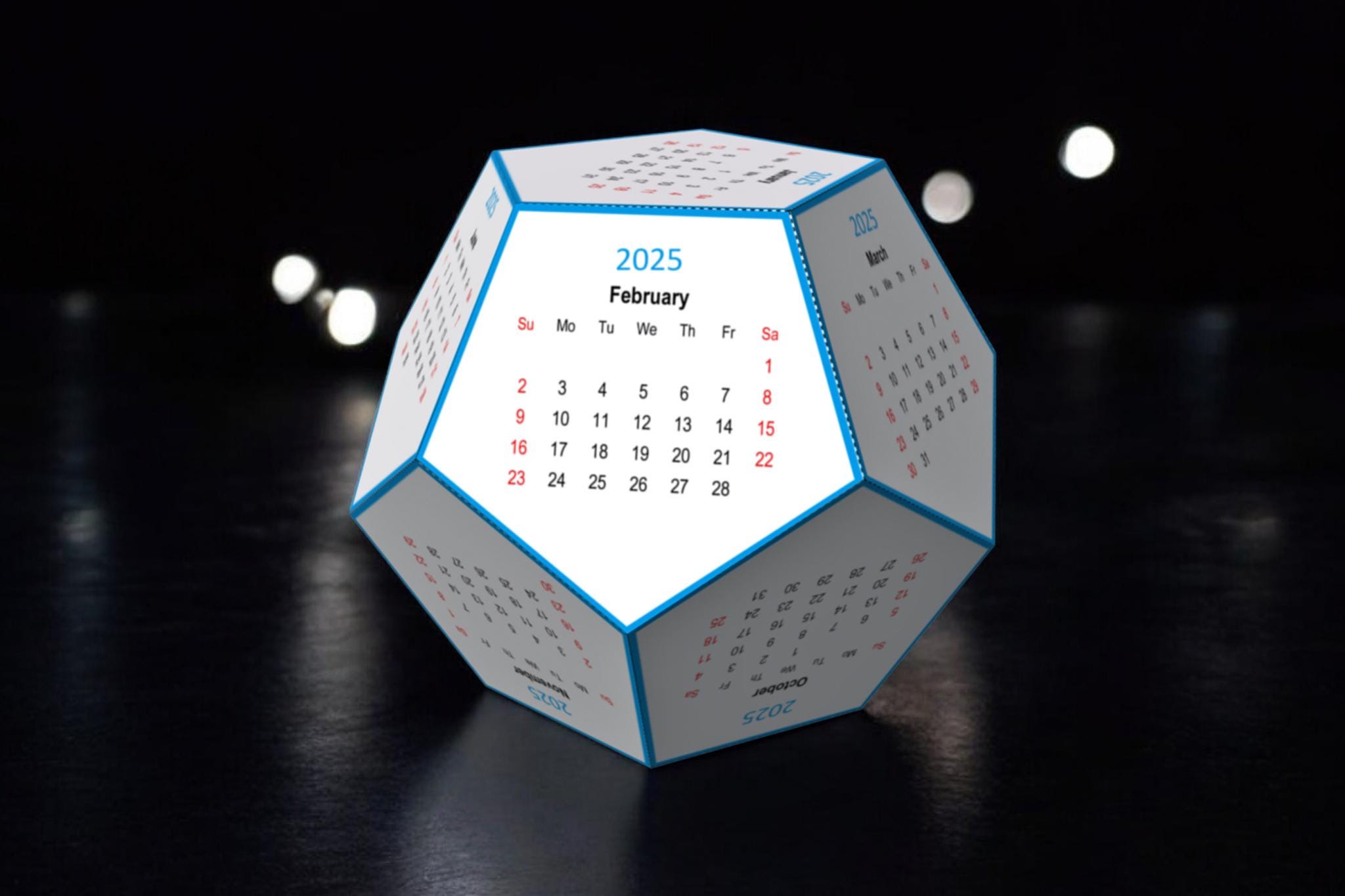 DIY Pentagon 2025 Calendar, Printable Desktop Template (PDF) - Etsy