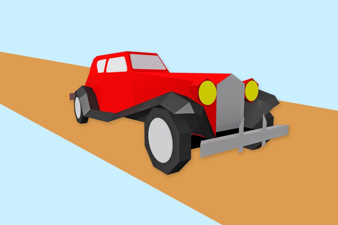 DIY Papercraft Vintage Car Model, Printable 3D Template (pdf, Eps, Dxf ...