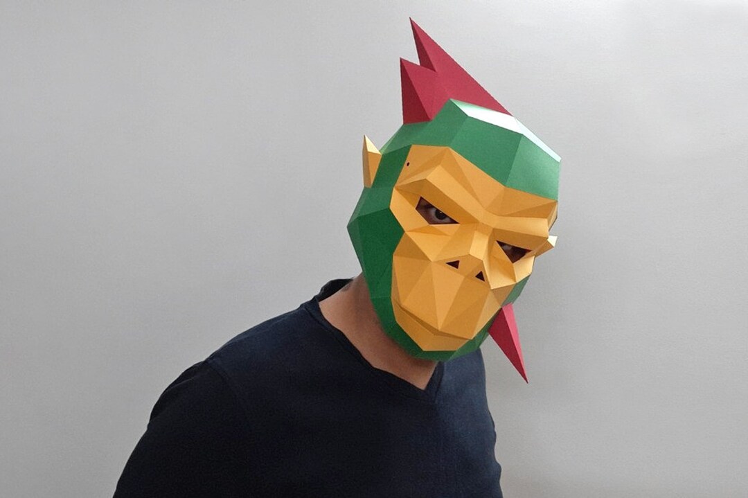 DIY Papercraft Monkey Mask,lowpoly Monkey Mask,party Mask,printable ...