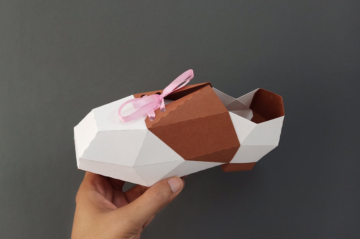 DIY Papercraft Shoesshoe Favor Box3d Shoebaby Shoeparty | Etsy