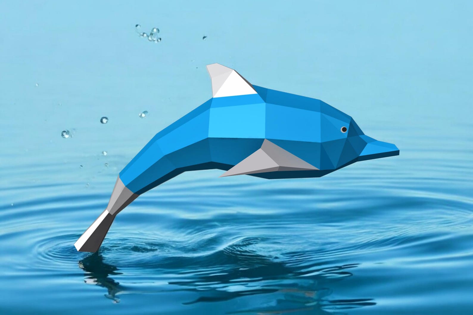 DIY Papercraft Dolphin Sculpture, Dolphin Wall Art (pdf, Dxf, Eps, Png ...