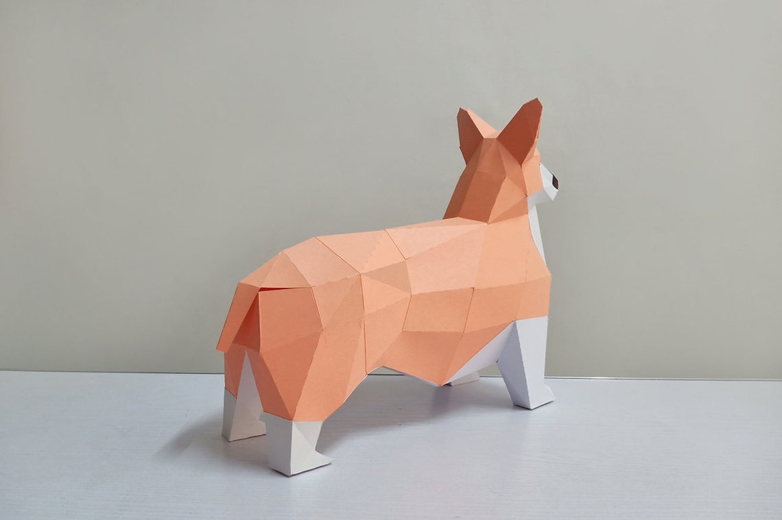 DIY Corgi Dog Papercraft Sculpturepaper Toyparty | Etsy