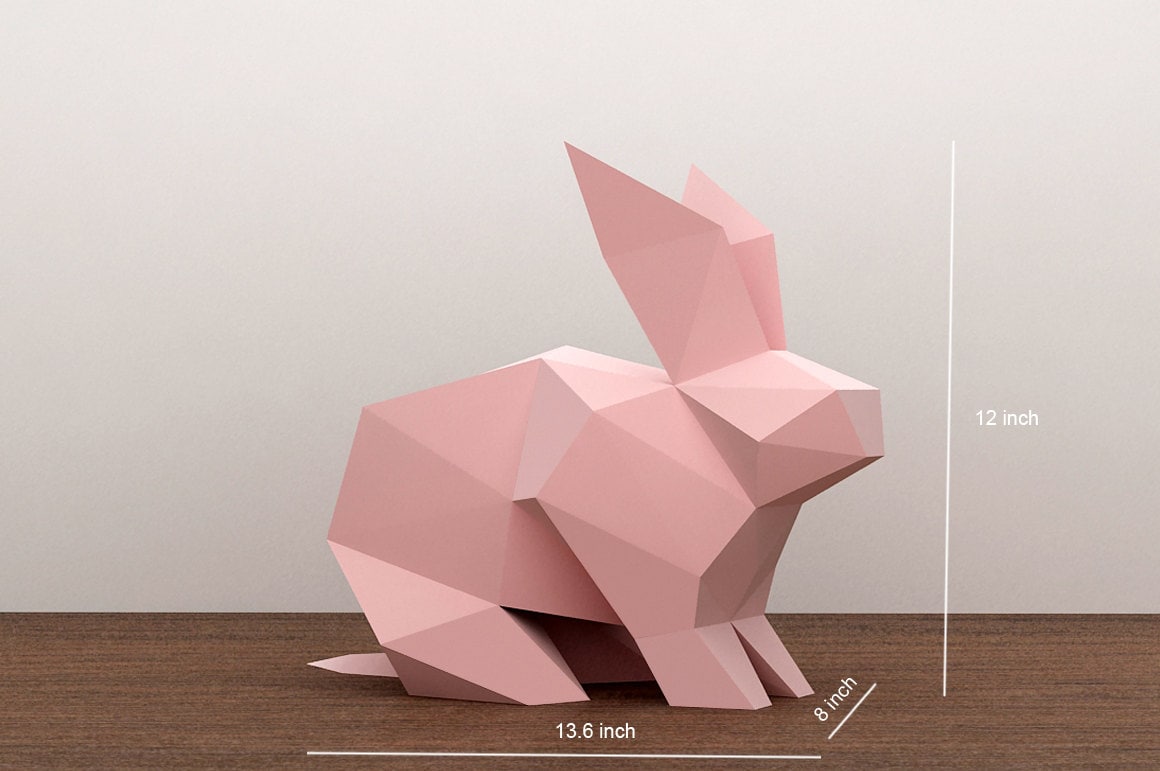 DIY Rabbitpaper Rabbit Model3d Rabbitharejack Rabbitpink - Etsy