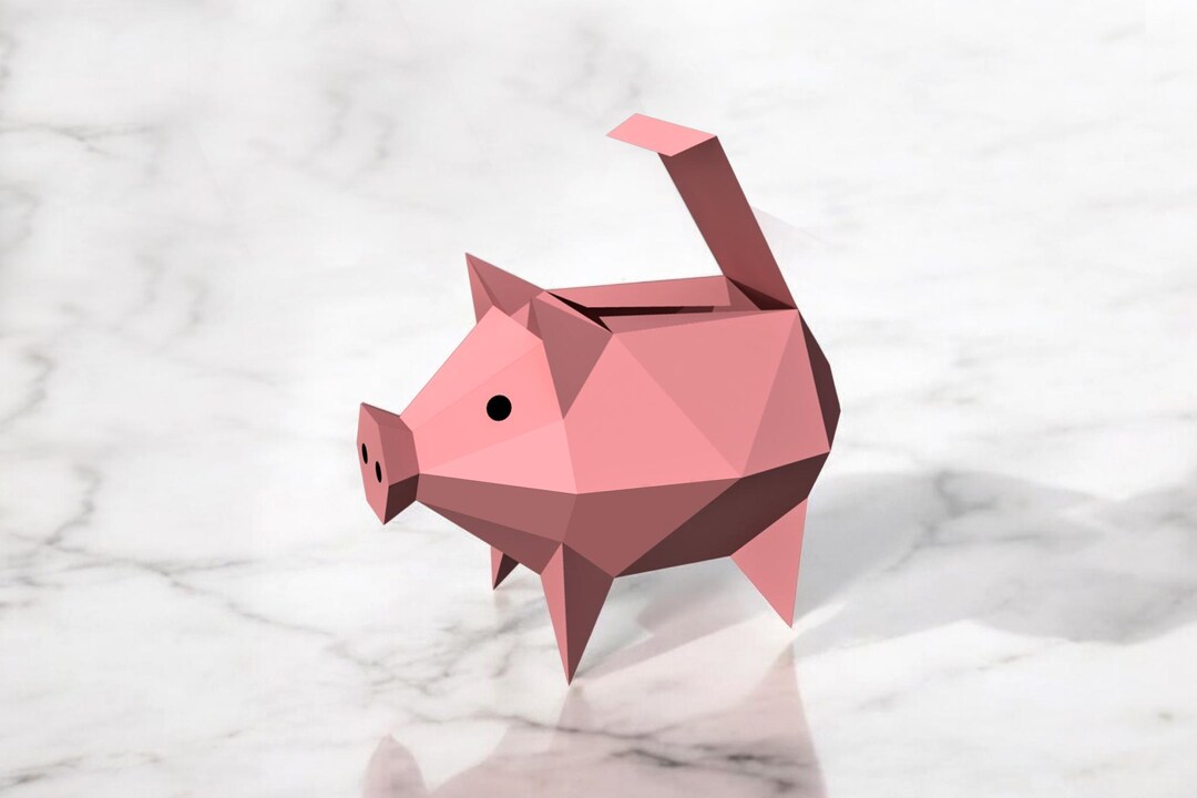 DIY Papercraft Piggy Bank,nursery Decor,babyshower Decor,diy 3d Lowpoly ...