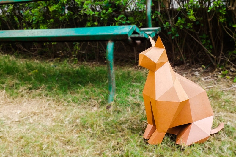 DIY Papercraft Cat Modellowpoly Cat Sculpturepapercraft - Etsy