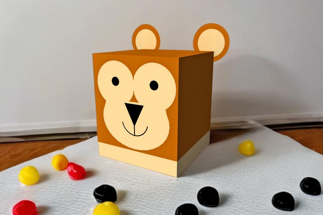 DIY Papercraft Monkey Favor Box, Lowpoly Monkey Papercraft, Monkey ...