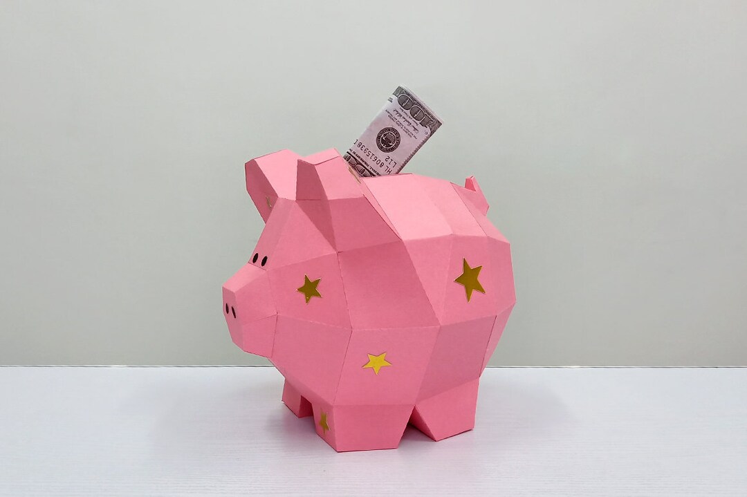 DIY Papercraft Piggy Bank,nursery Decor,babyshower Decor,diy 3d Lowpoly ...