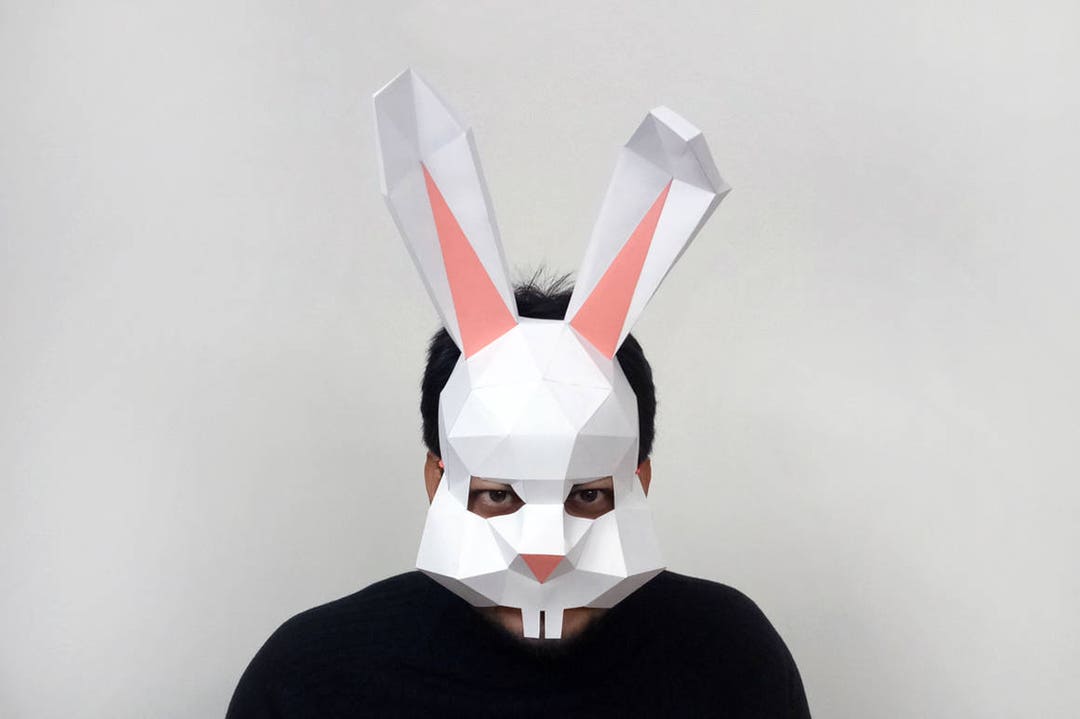 DIY Papercraft Bunny Mask,rabbit Mask,party Mask,lowpoly,3d Papercraft ...