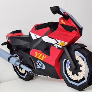DIY Papercraft Sports Bike,paper Toy,yamaha R6,lowpoly Motorbike ...