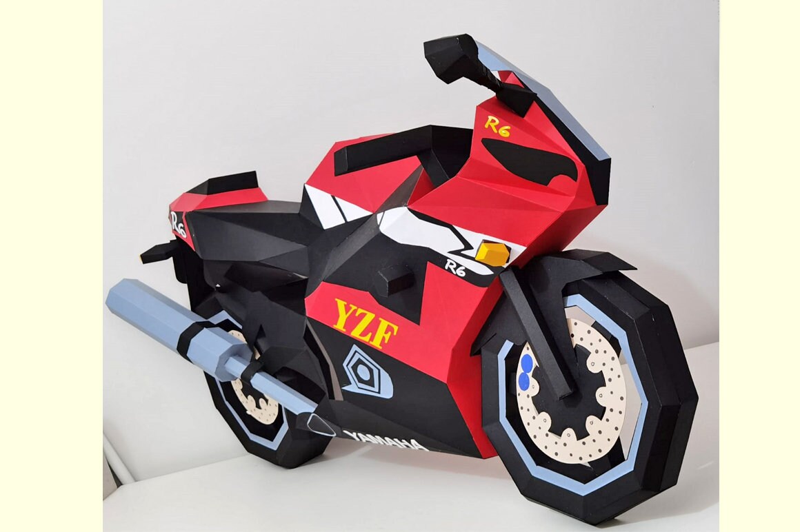 DIY Papercraft Yamaha R6, Lowpoly Motorcycle Model (PDF, DXF) - Etsy