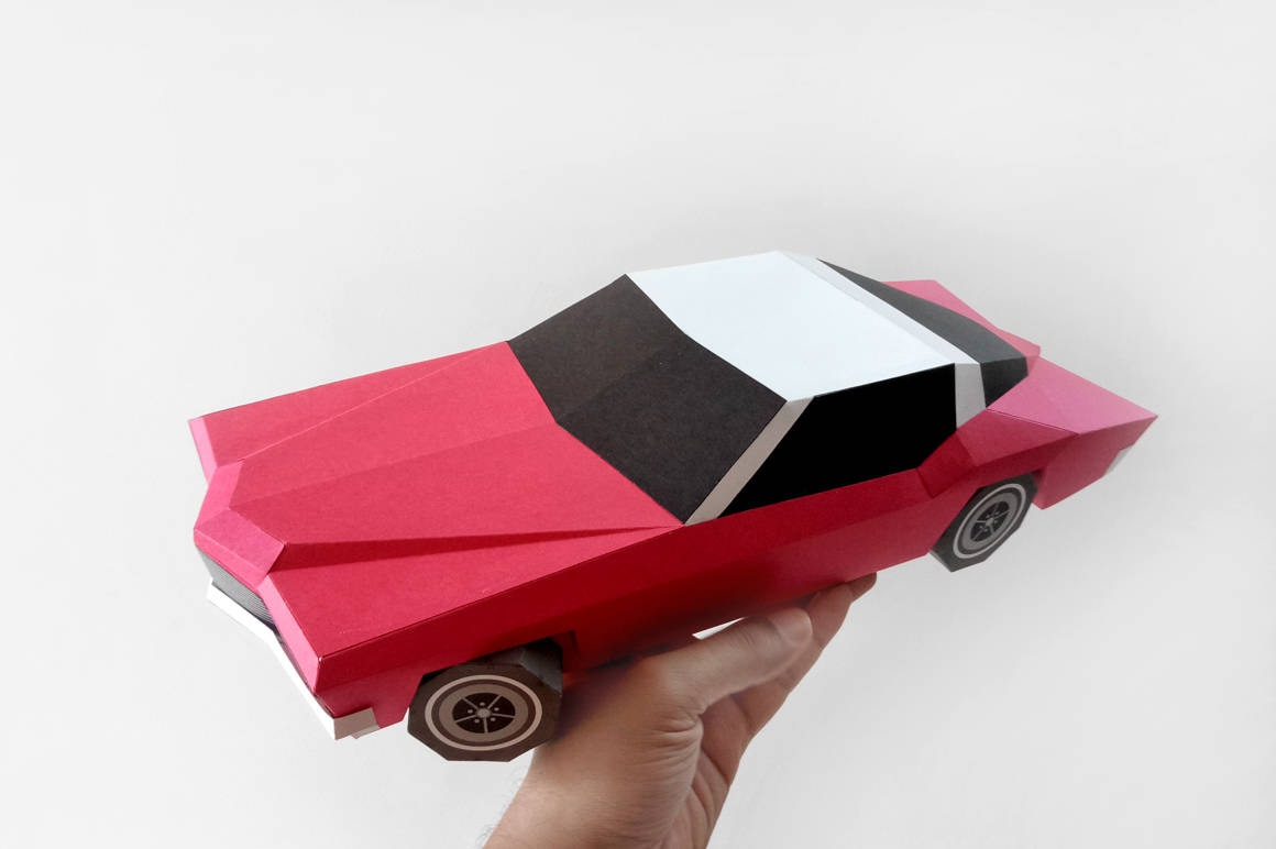 DIY Papercraft Car Model, 3D Low Poly Template (pdf, Dxf, Png, Jpg ...