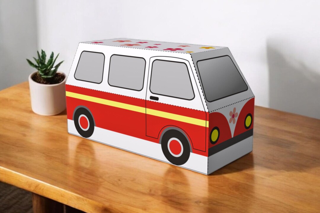 DIY Papercraft Floral Camper Favor, Caravan RV Camping Van, Caravan ...