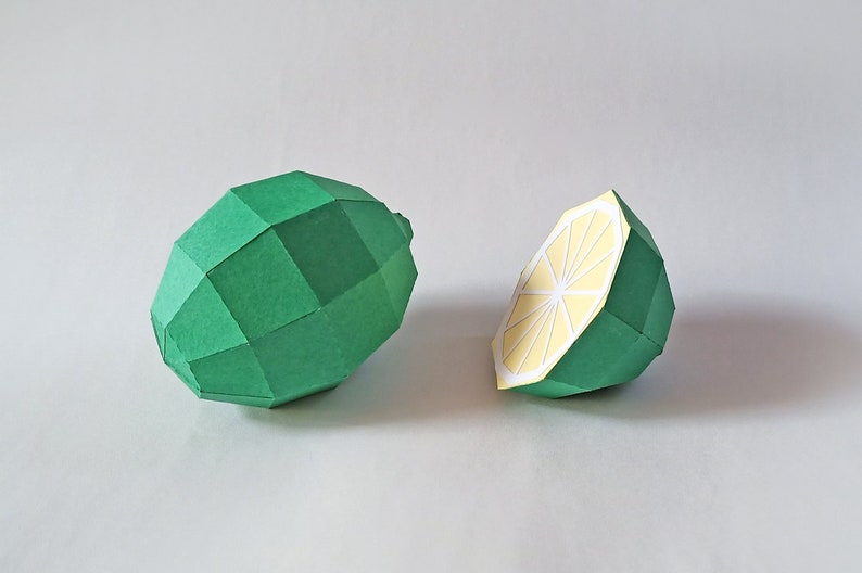 DIY Papercraft Lime,low Poly Lemon,3d Papercraft Lime,citrus Fruit ...