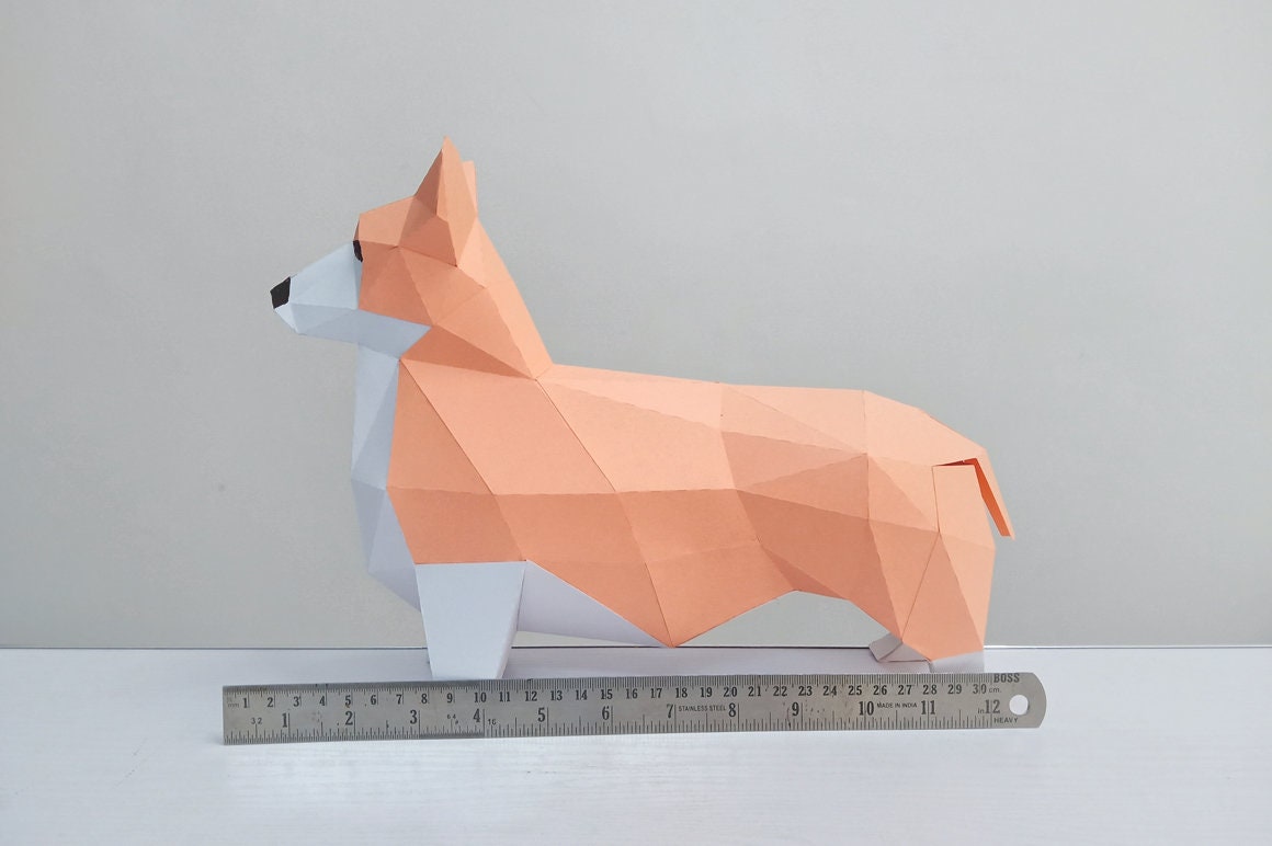 DIY Corgi Dog Papercraft Sculpturepaper Toyparty - Etsy