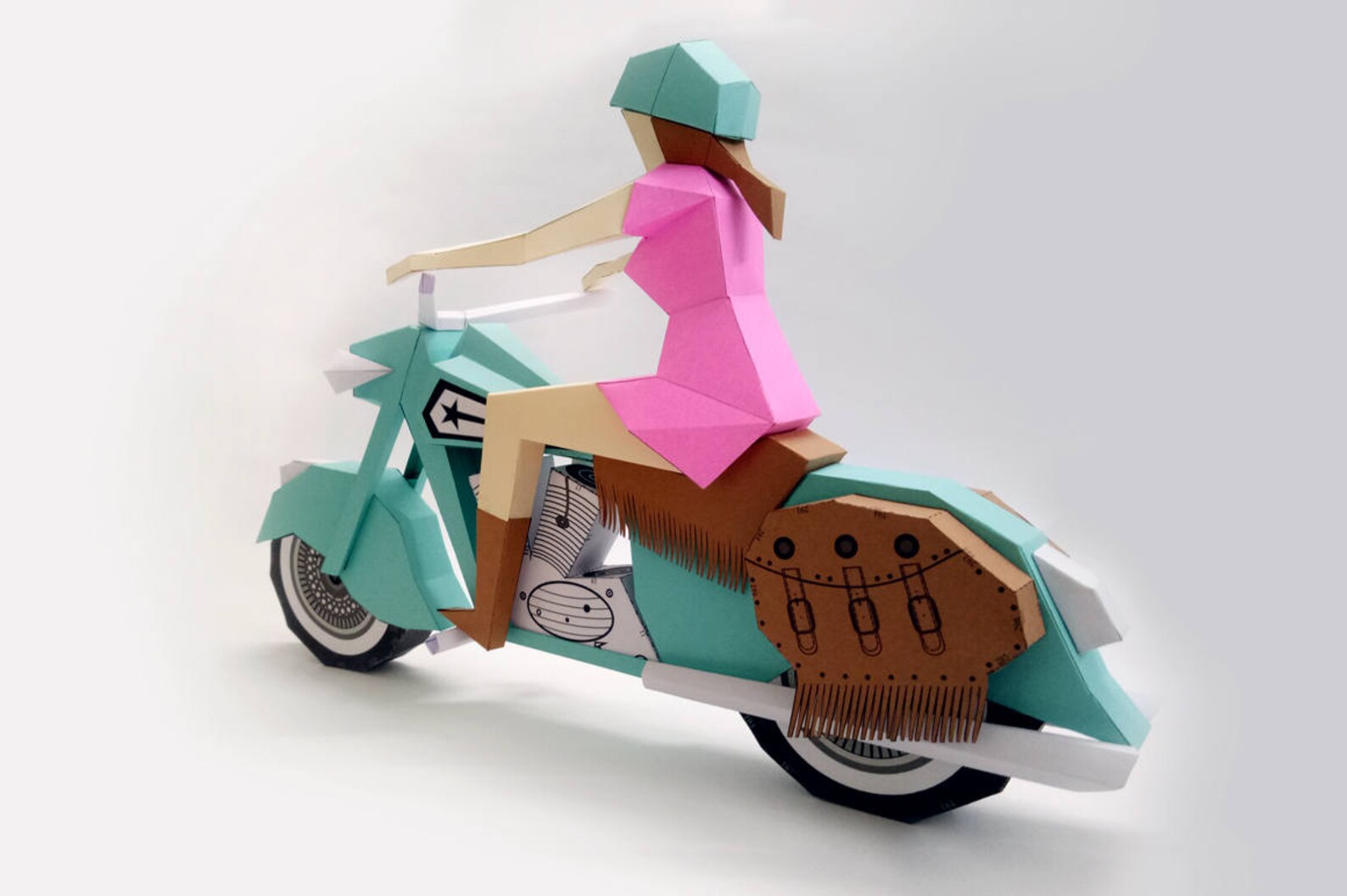 DIY Papercraft Motorbike With Lady Rider,3d Papercraft, DIY Paper Craft ...