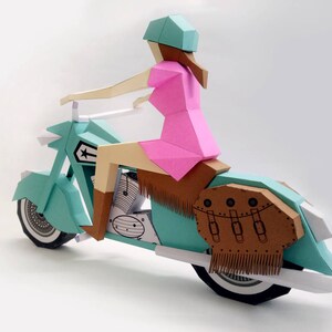 DIY Papercraft Motorbike With Lady Rider,3d Papercraft, DIY Paper Craft ...