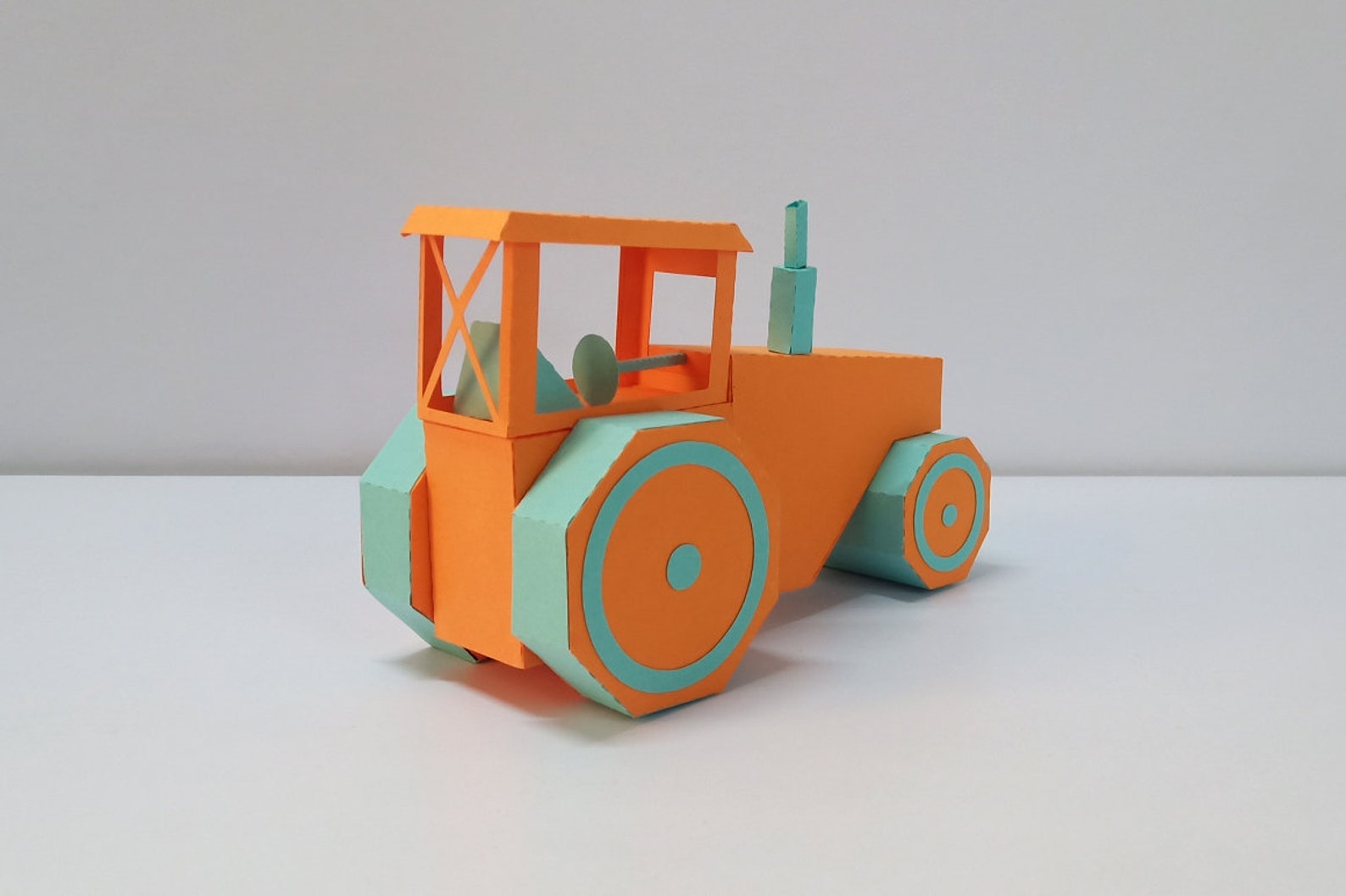 DIY Papercraft Road Roller, Low Poly 3D Model (pdf, Svg, Dxf, Eps, Png ...