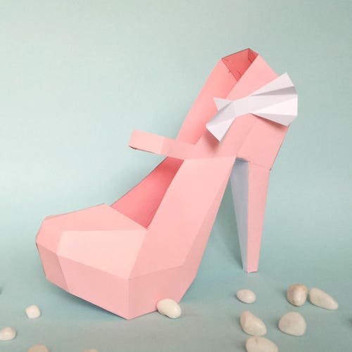 Diy Paper Model High Heel Shoe 3d Papercraft Instant Etsy