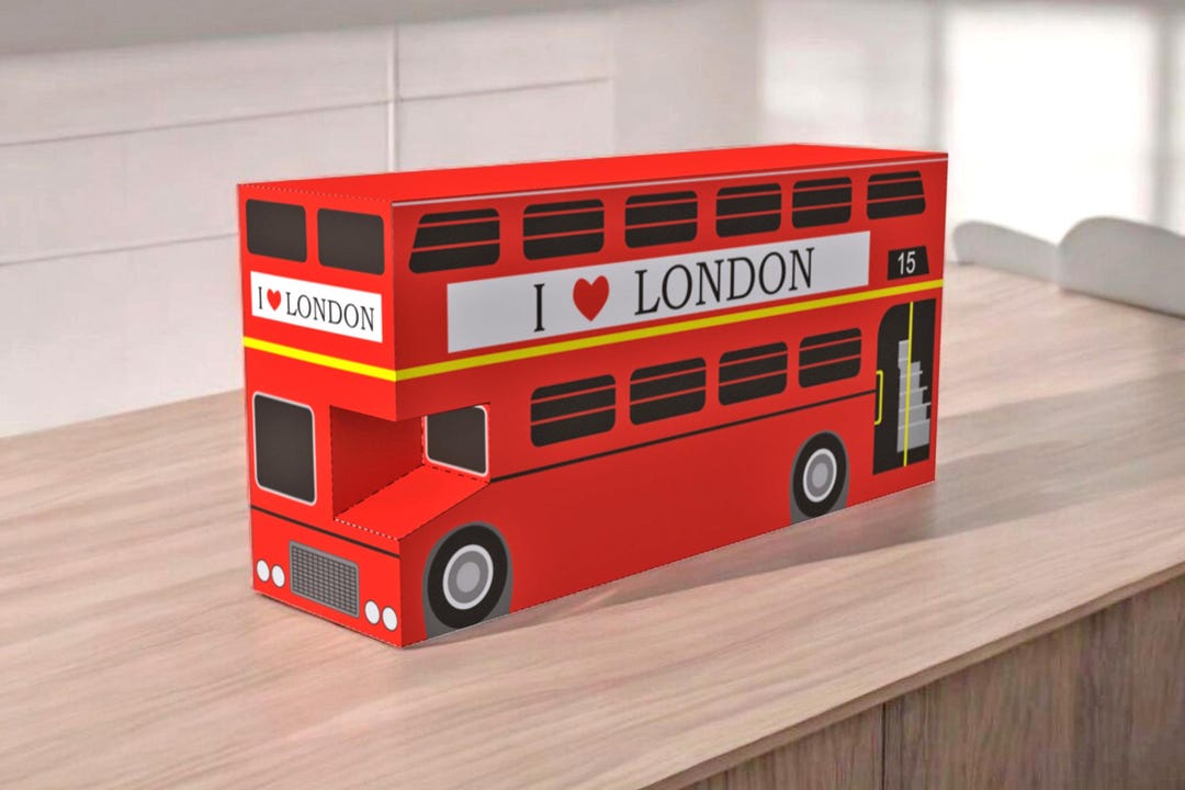 DIY London Bus Favor, Papercraft Bus, Lowpoly Bus Model, Bus Templates ...