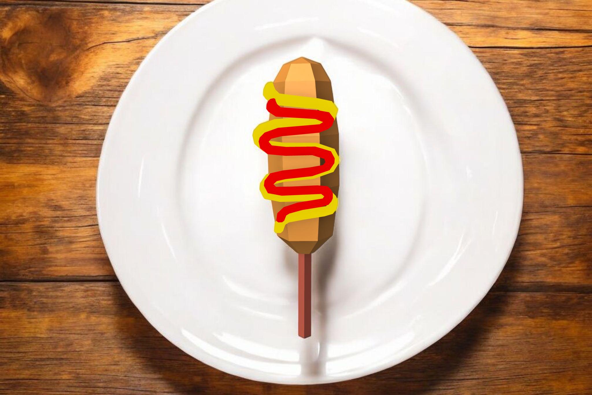 DIY 3d Papercraft Corn Dog Prop, Papercraft Fast Food Props, Hot Dog on ...