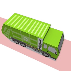 DIY Printable Garbage Truck Favor,lowpoly Papercraft, Papercraft Truck ...