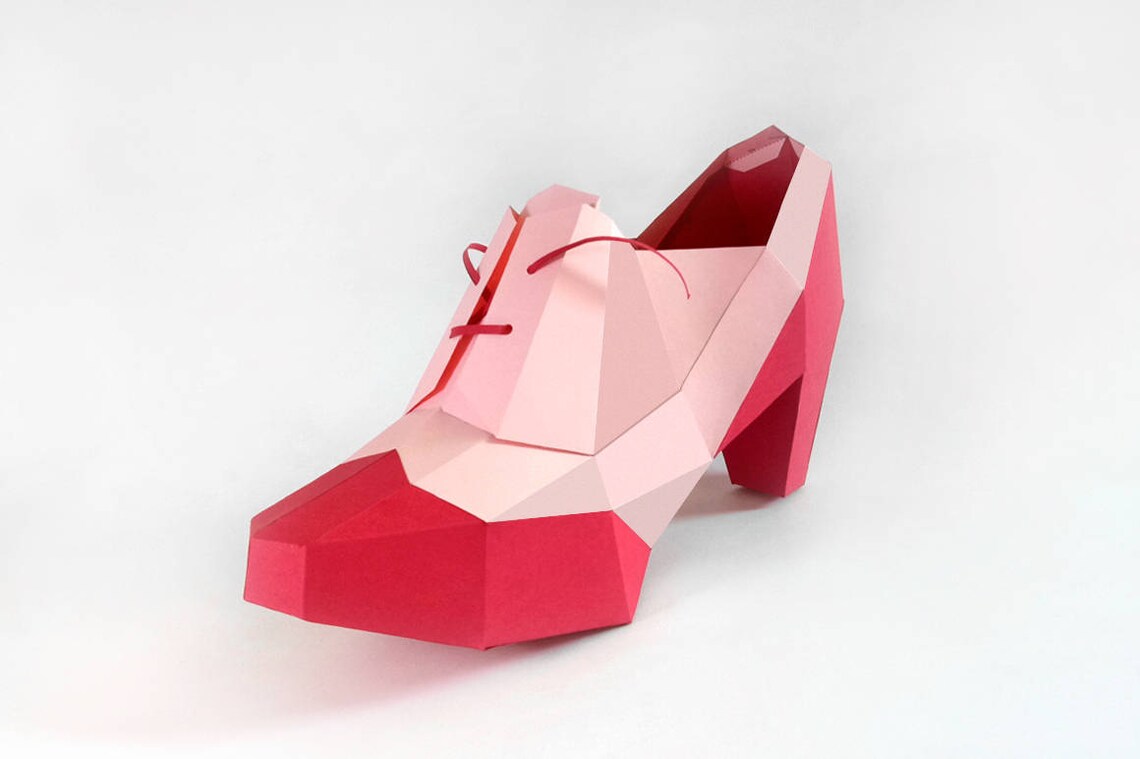 Papercraft 3d Paper Craft Diy High Heels Shoe Papercraft Etsy