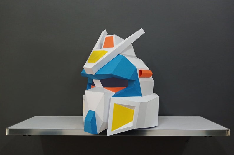 DIY Papercraft Gundam Helmet,gundam Cosplay,gundam Mask,lowpoly Helmet ...