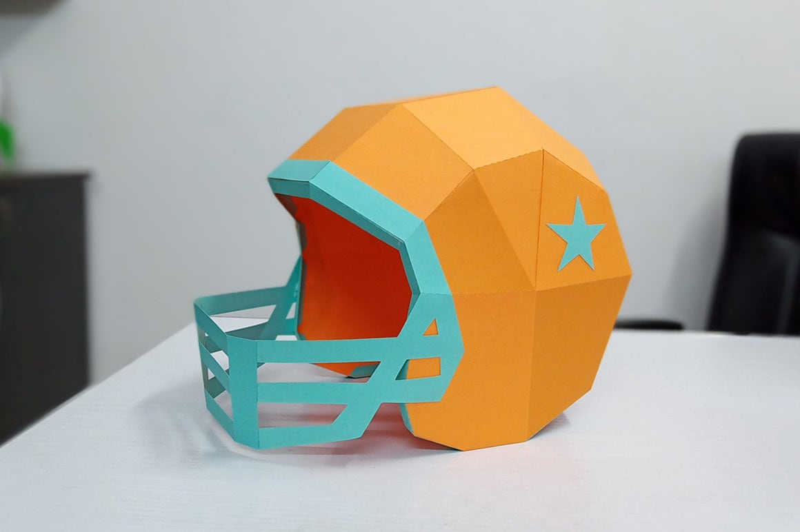 Football Helmet Papercraft, Lowpoly Sports Helmet, Party Props (PDF ...